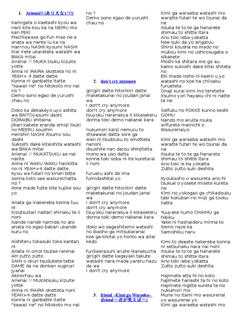 Miwa Song Lyrics and Videos Compilation | PDF | Lifestyle