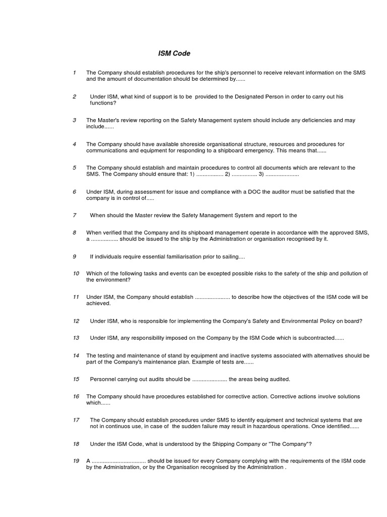 ISM Code | PDF | Safety | Government