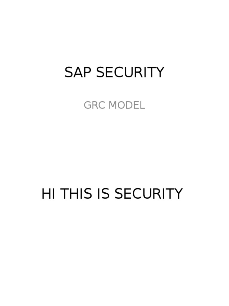 SAP Security GRC Model Overview | PDF