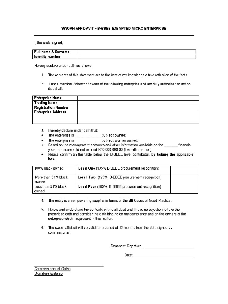 B BBEE Affidavit | PDF | Law