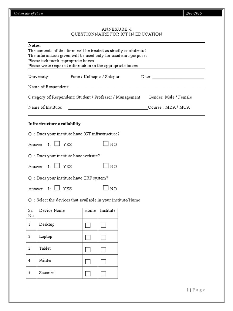 ICT ASD Questionnaire | PDF | Educational Technology | Internet