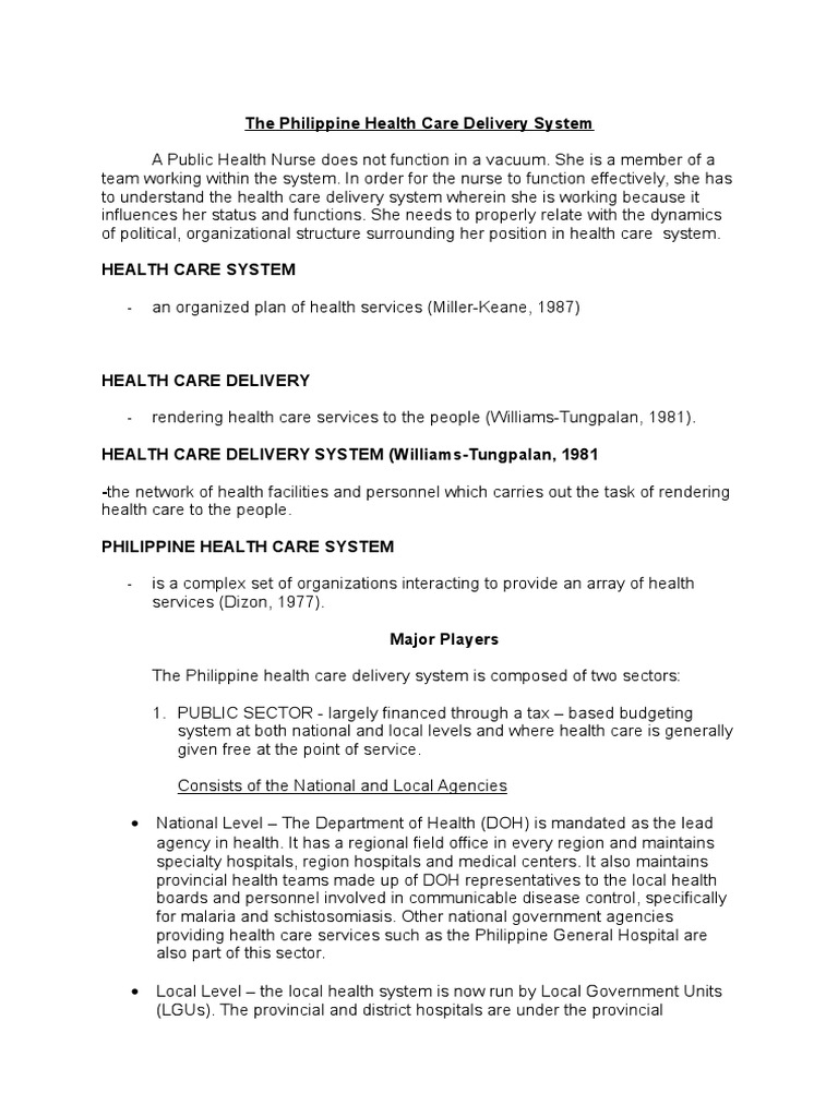 The Philippine Health Care Delivery System. | PDF | Public Health ...