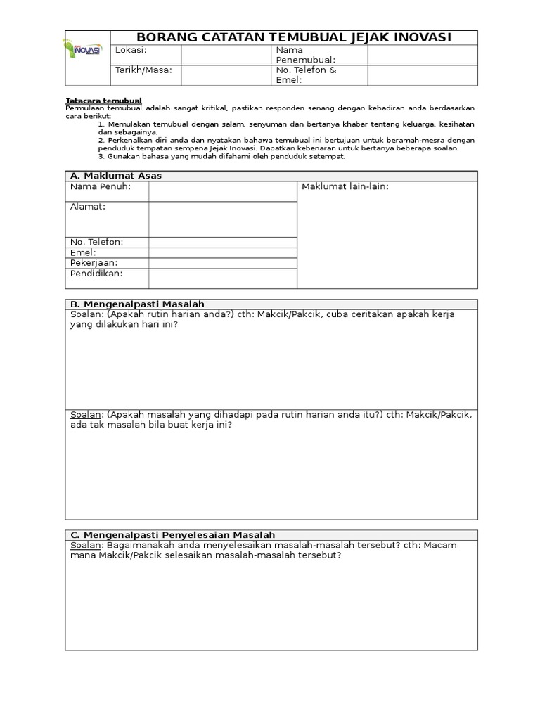 Borang Catatan Temubual | PDF