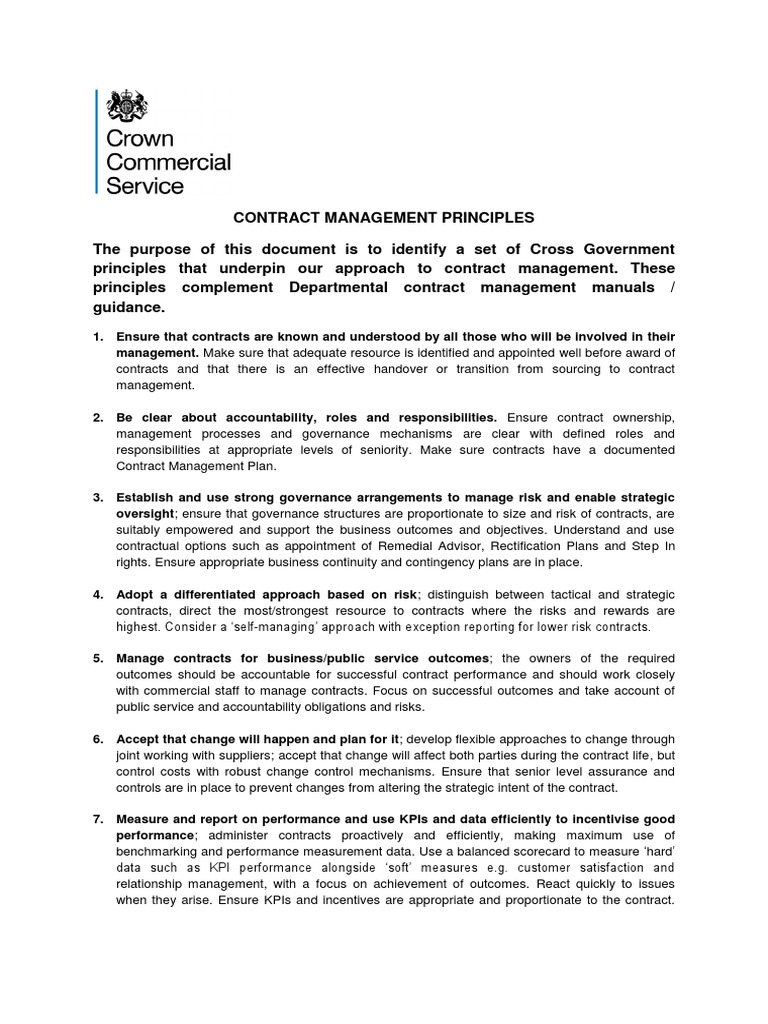 Contract Management Principles | Performance Indicator | Accountability