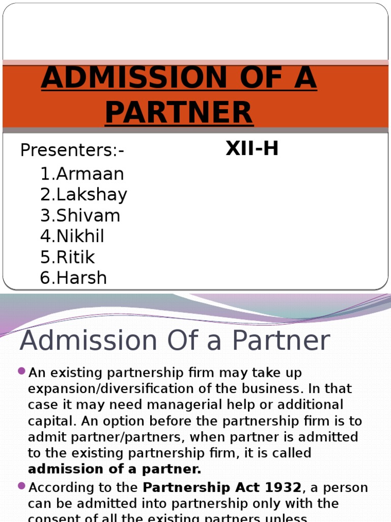 Admission of A Partner | PDF | Goodwill (Accounting) | Partnership