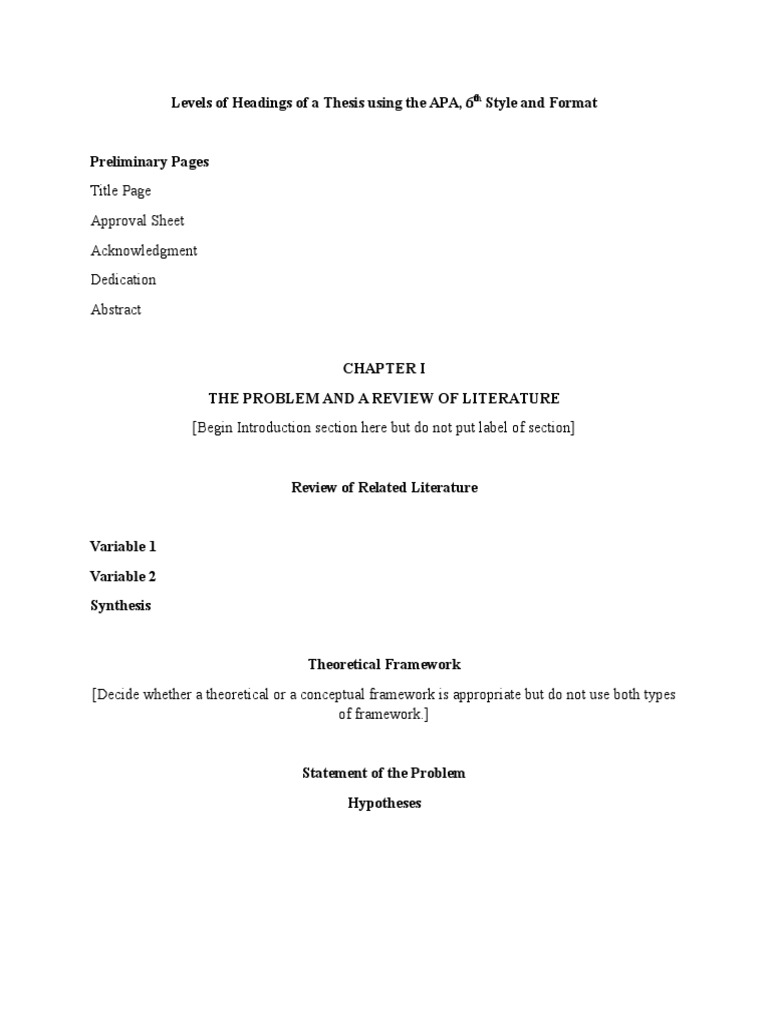 Title Page Approval Sheet Acknowledgment Dedication: Levels of Headings ...