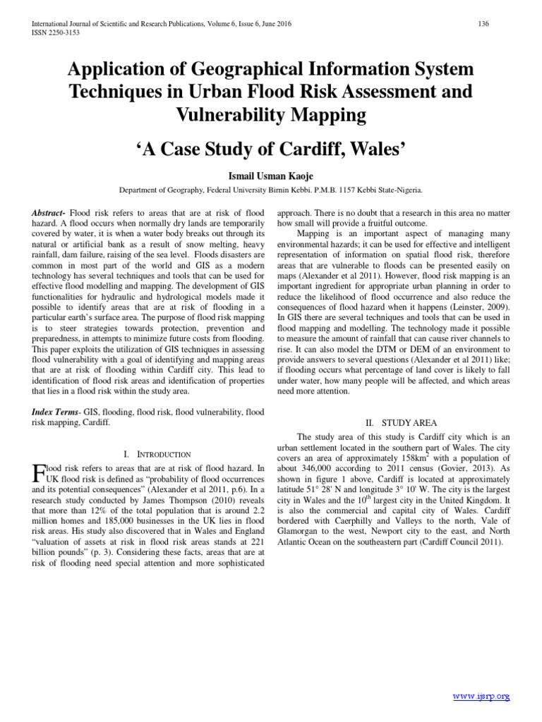 Application Of Geographical Information System Techniques In Urban Flood Risk Assessment And