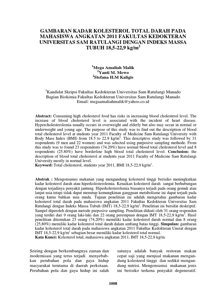 Hubungan Koletserol Dan Imt PDF | PDF