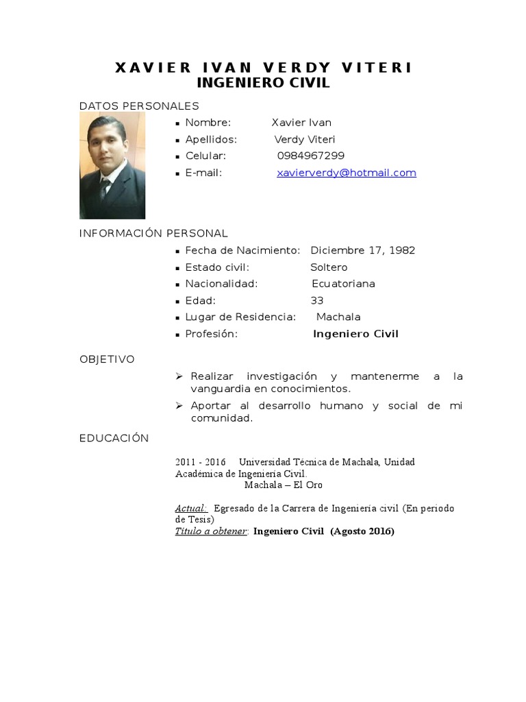 Curriculum Xavier Verdy | PDF