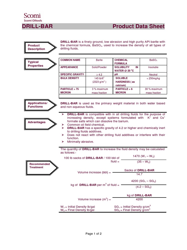 Drill-Bar Product Data Sheet | PDF
