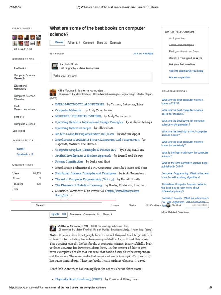 What Are Some of The Best Books On Computer Science | PDF | Computer ...