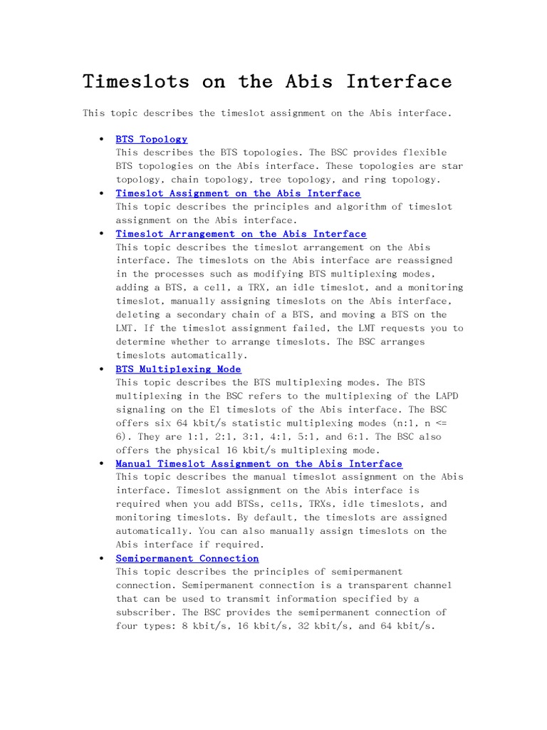 Timeslots On The Abis Interface | PDF | Multiplexing | Communications ...