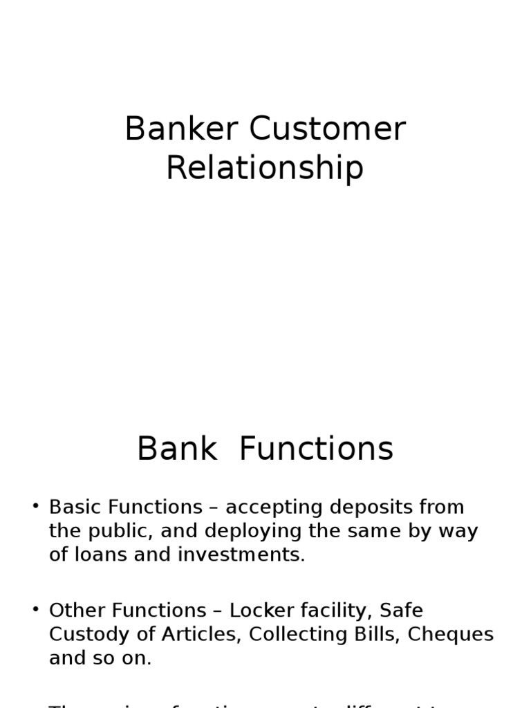 Understanding Banker-Customer Relationships | PDF | Debits And Credits ...