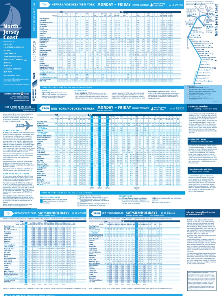 North Jersey Coast Schedule | PDF | Baggage | Passenger Rail Transport
