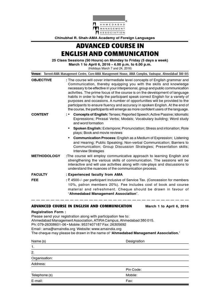 Advanced Course in English and Communication | PDF | English Language ...