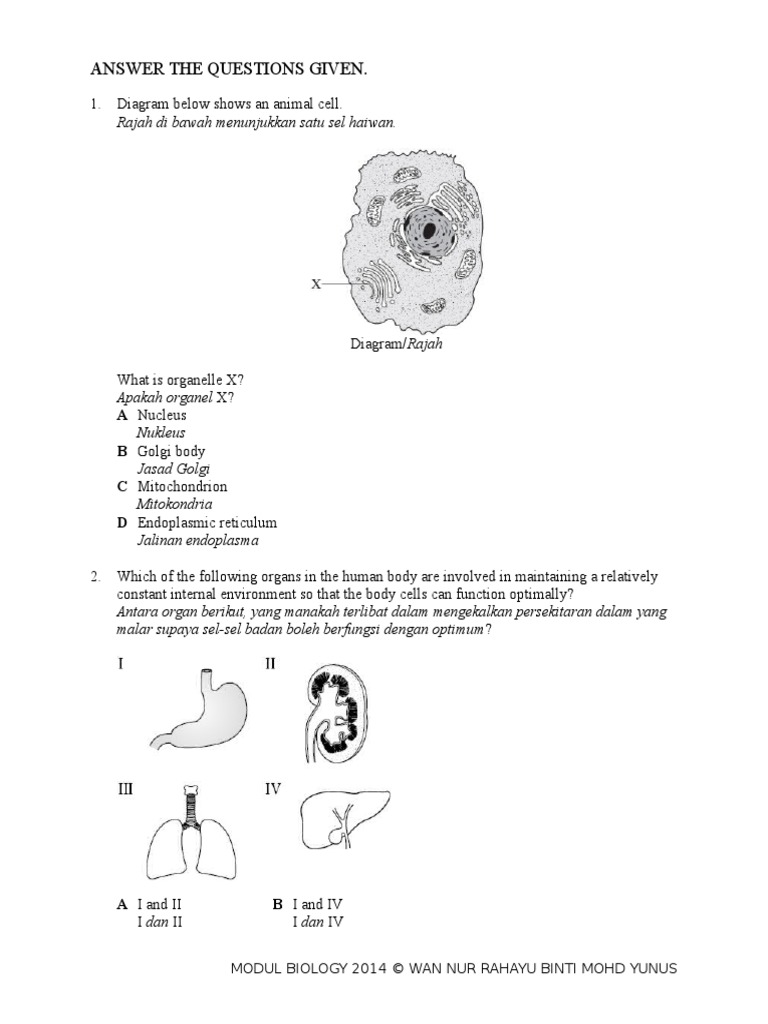 Bio Form4 - Paper 1 Chapter 2 | PDF