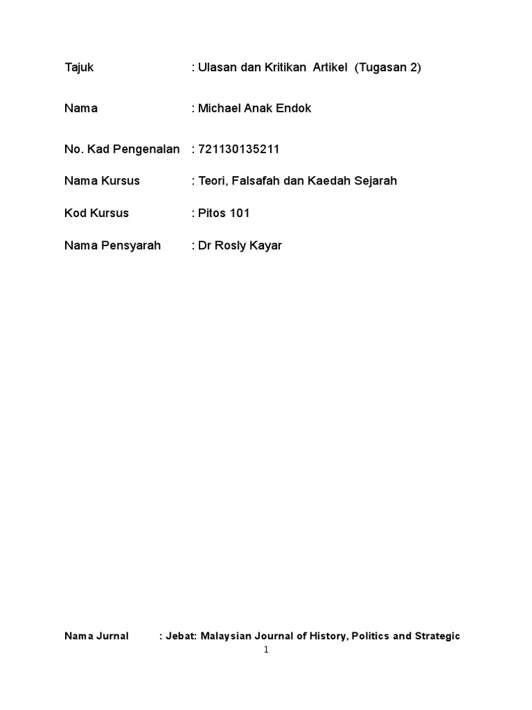 Tugasan 2 Pitos 101 Michael Endok | PDF