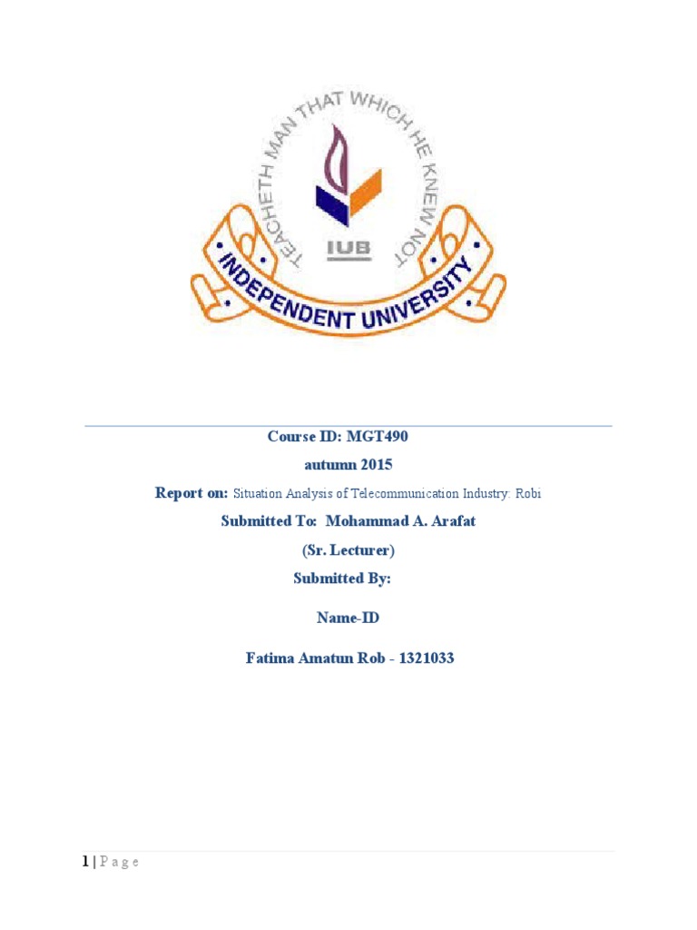 Analysis of the Competitive Landscape and External Environment of Robi ...