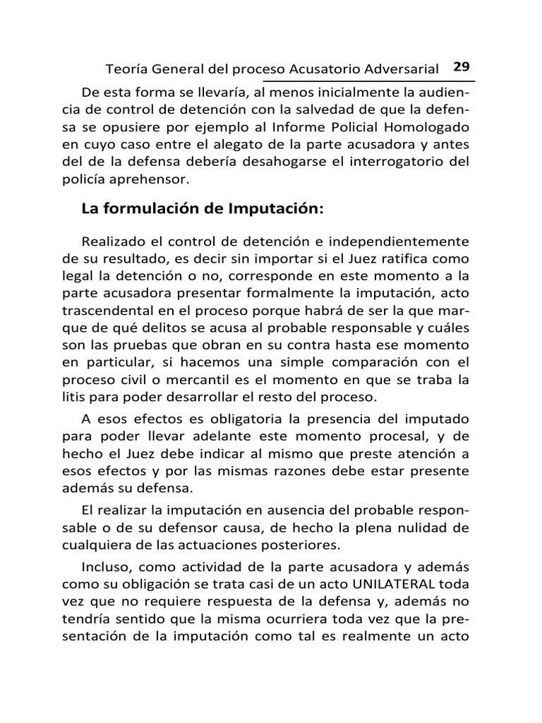 La Formulación de Imputación | Ley procesal | Derecho penal