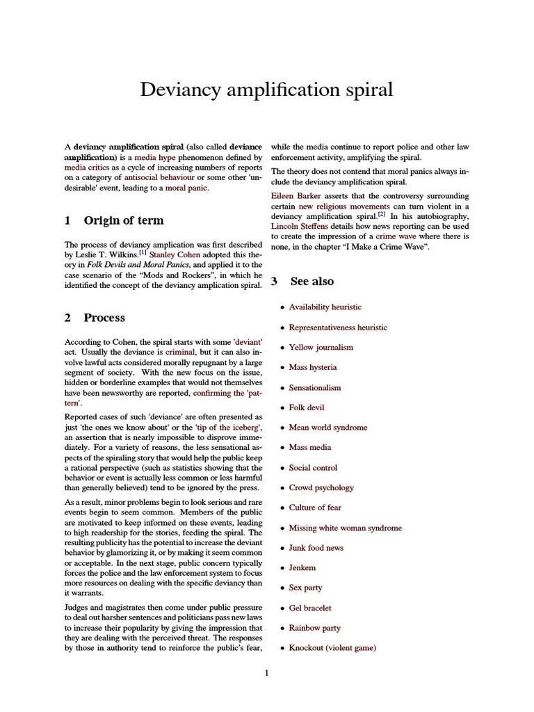 Deviancy Amplification Spiral | PDF | Deviance (Sociology) | Psychology