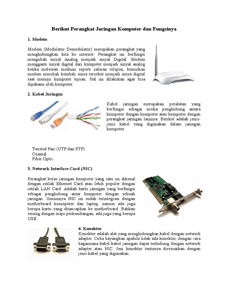 Jenis-Jenis Perangkat Jaringan Komputer | PDF