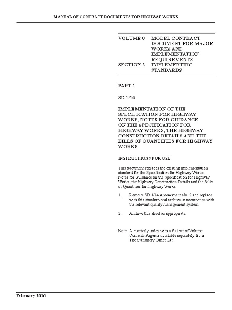 Implement Highway Works Manual | PDF | Specification (Technical ...