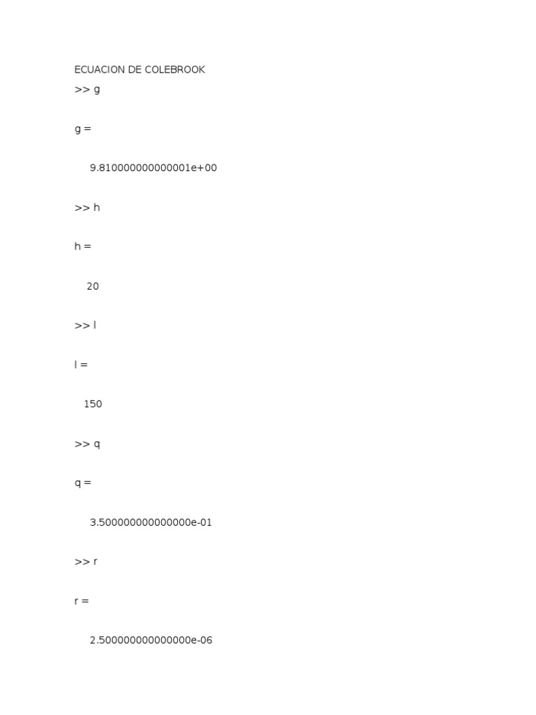 Ecuacion de Colebrook | PDF | Métodos y materiales de enseñanza