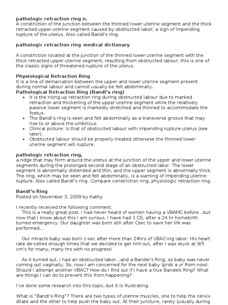 Retraction Ring | PDF | Childbirth | Uterus
