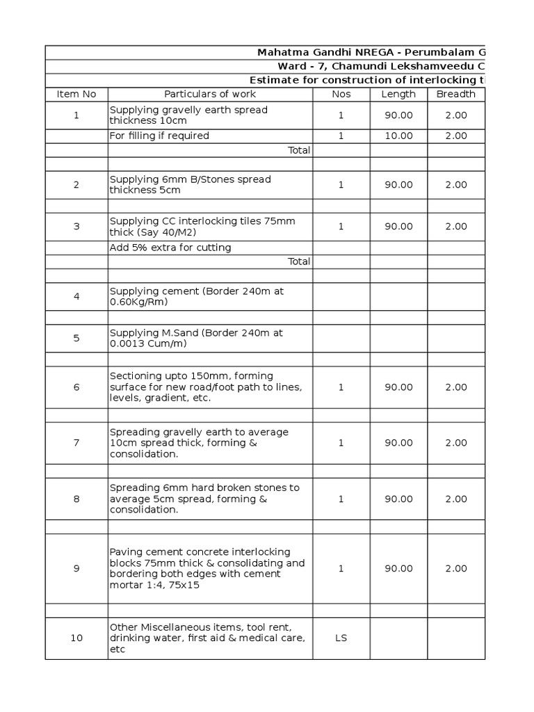 Corrected Interlock Estimate - 2015-16 | PDF | Tile | Concrete