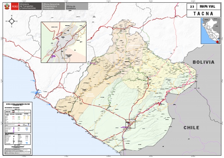 Carretero Vial Tacna 2012, PLANO DE VÍAS REGIÓN TACNA - PERU. ACTUALIZADO - TACNA 2012
