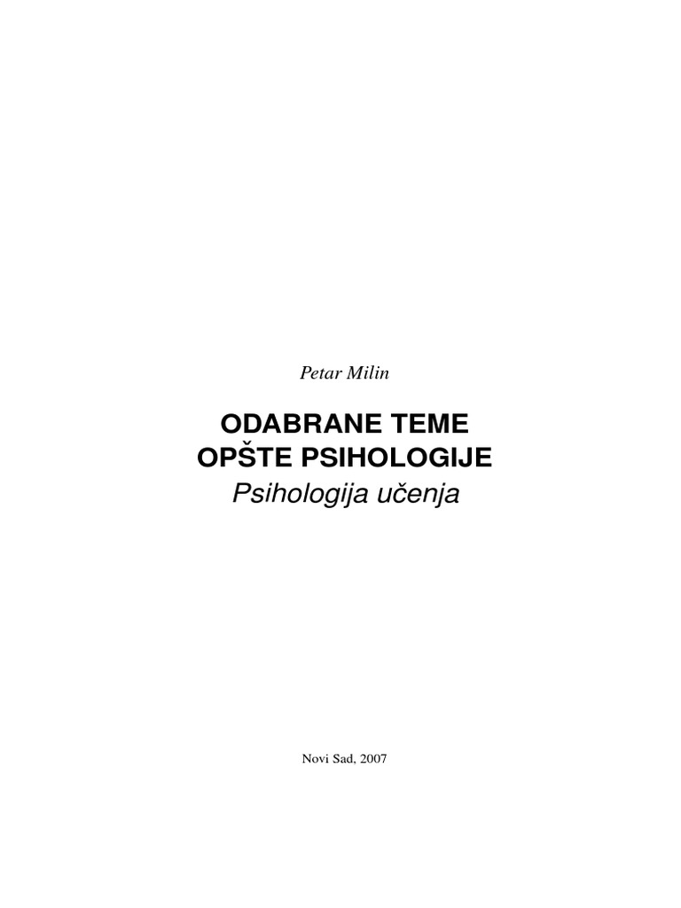 Odabrane Teme Iz Psishologije Ucenja PDF | PDF Odabrane Teme Iz Psishologije Ucenja PDF | PDF