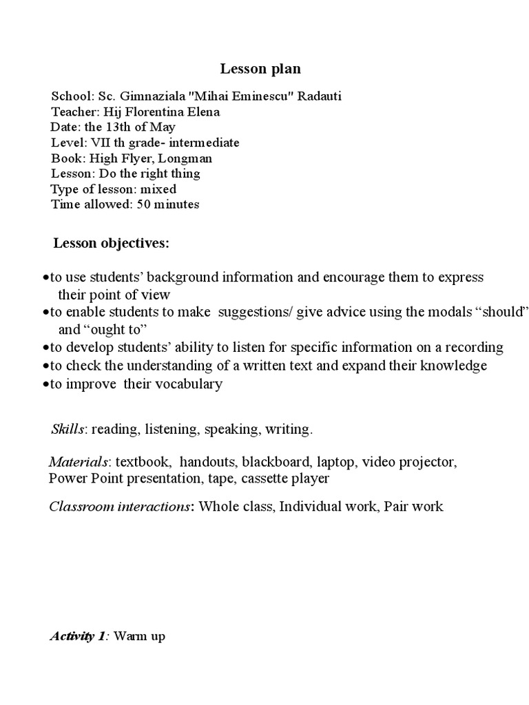 Lesson Plan 7a | Download Free PDF | Lesson Plan | Reading Comprehension