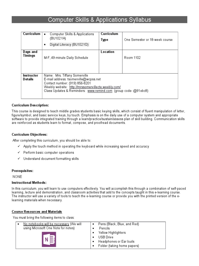 Csa Syllabus | PDF | Educational Technology | Computer Keyboard