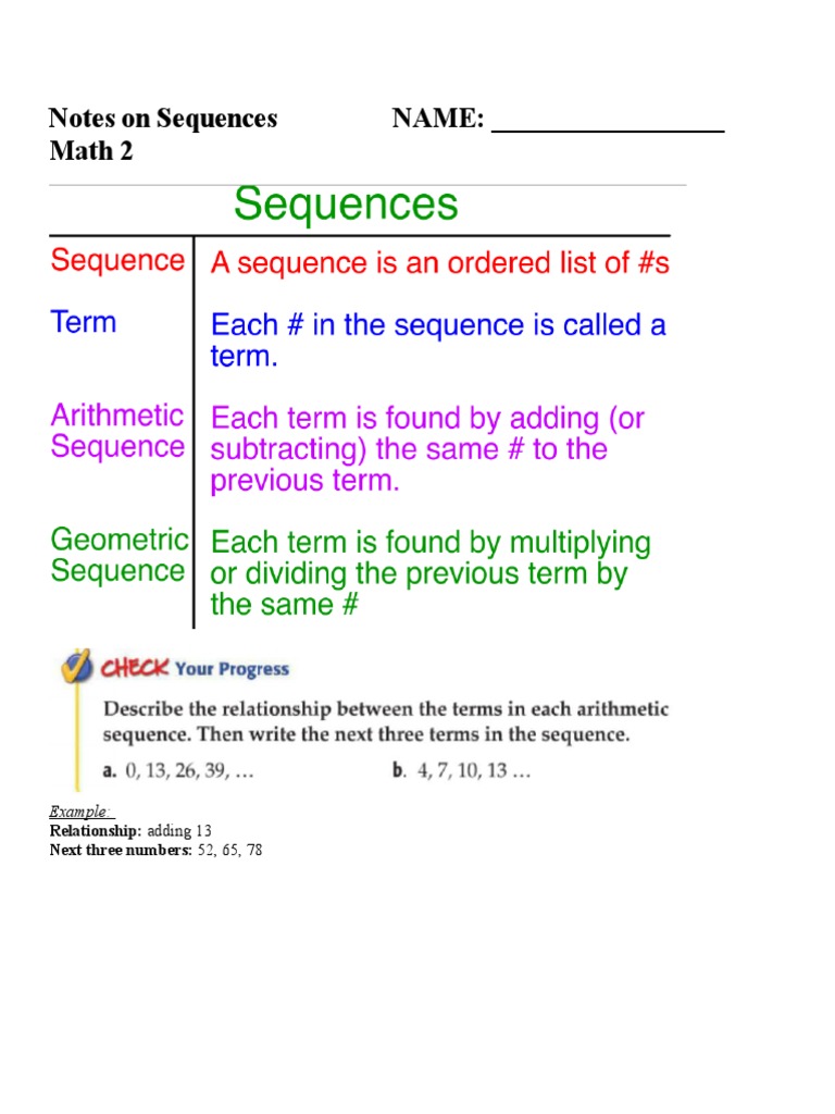 Notes On Sequences | PDF