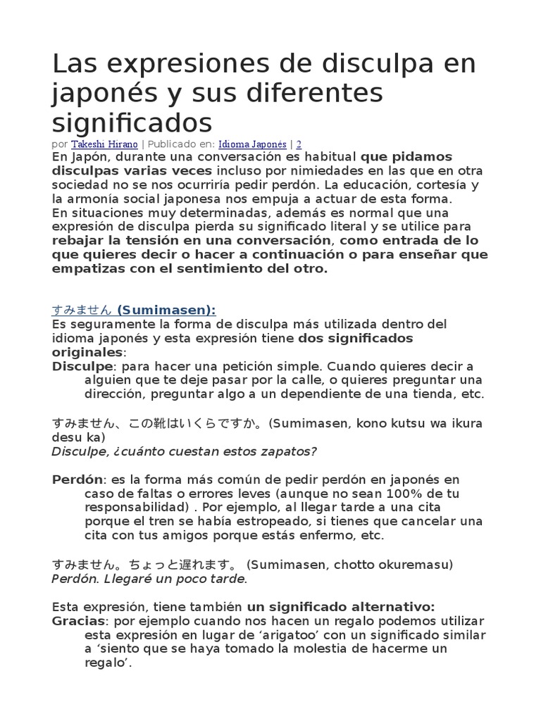 Las Expresiones de Disculpa en Japonés y Sus Diferentes Significados ...
