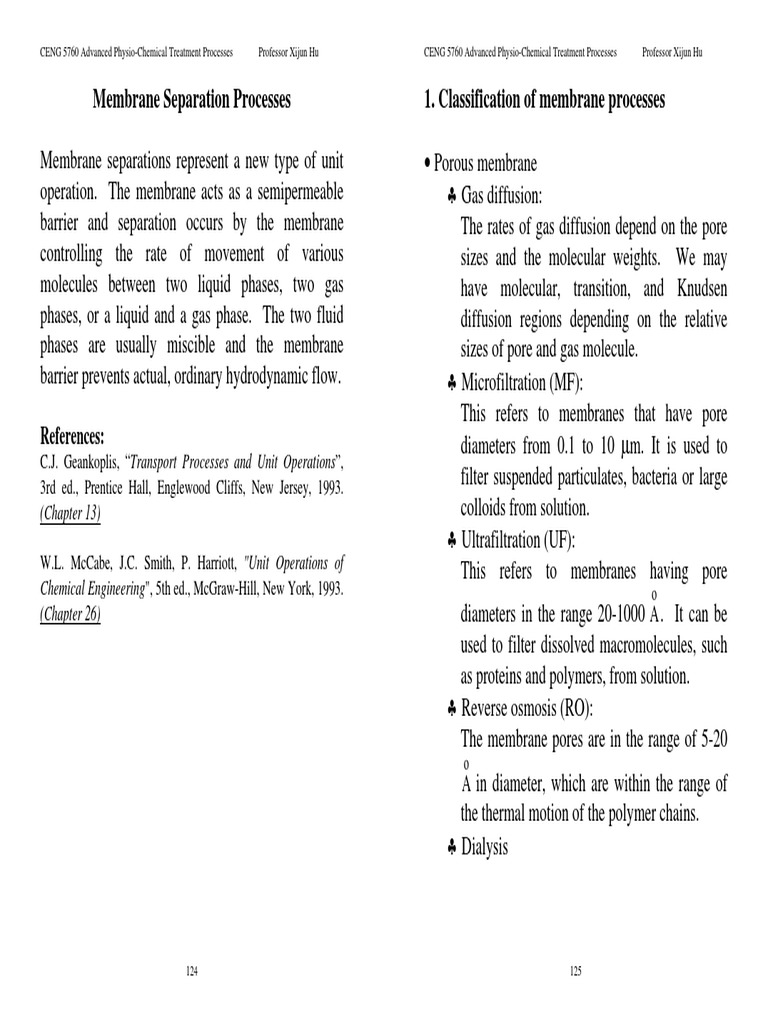 Membrane Separation Process | PDF | Osmosis | Membrane
