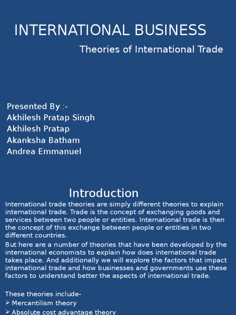 International Business: Theories of International Trade | PDF ...