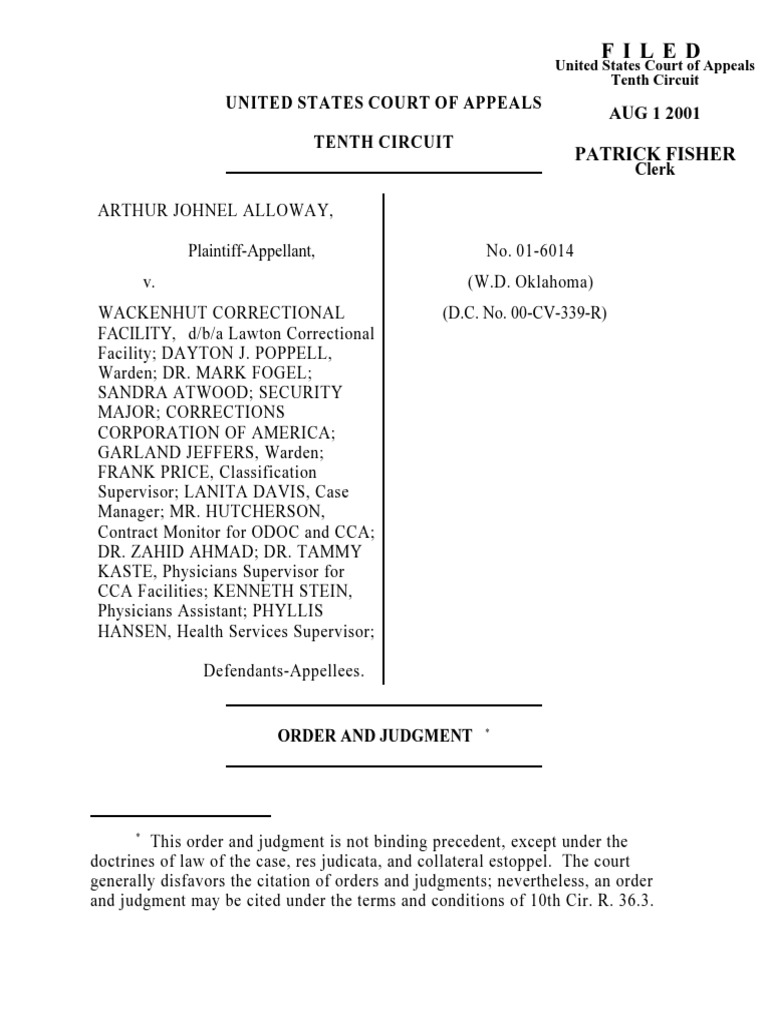 Alloway v. Wackenhut, 10th Cir. (2001) | PDF | Summary Judgment ...