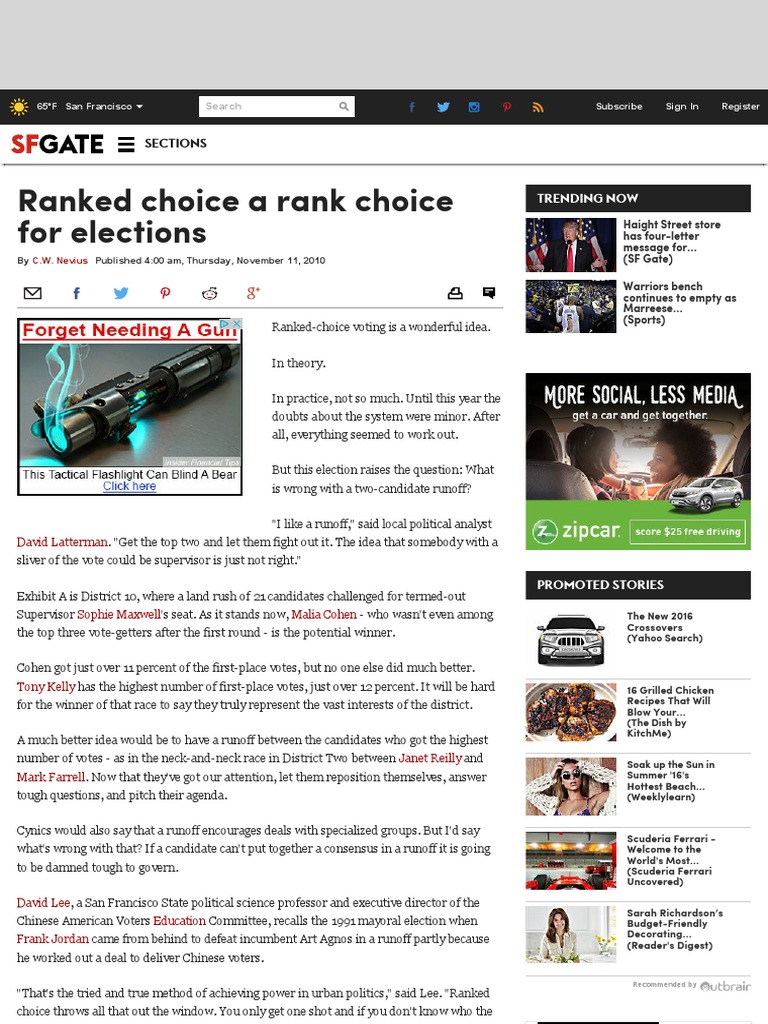 Ranked Choice A Rank Choice For Elections | PDF | Two Round System | Voting