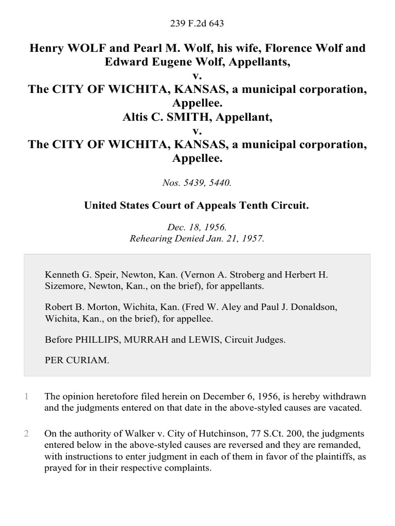 Wichita Municipal Appeal Reversed | PDF