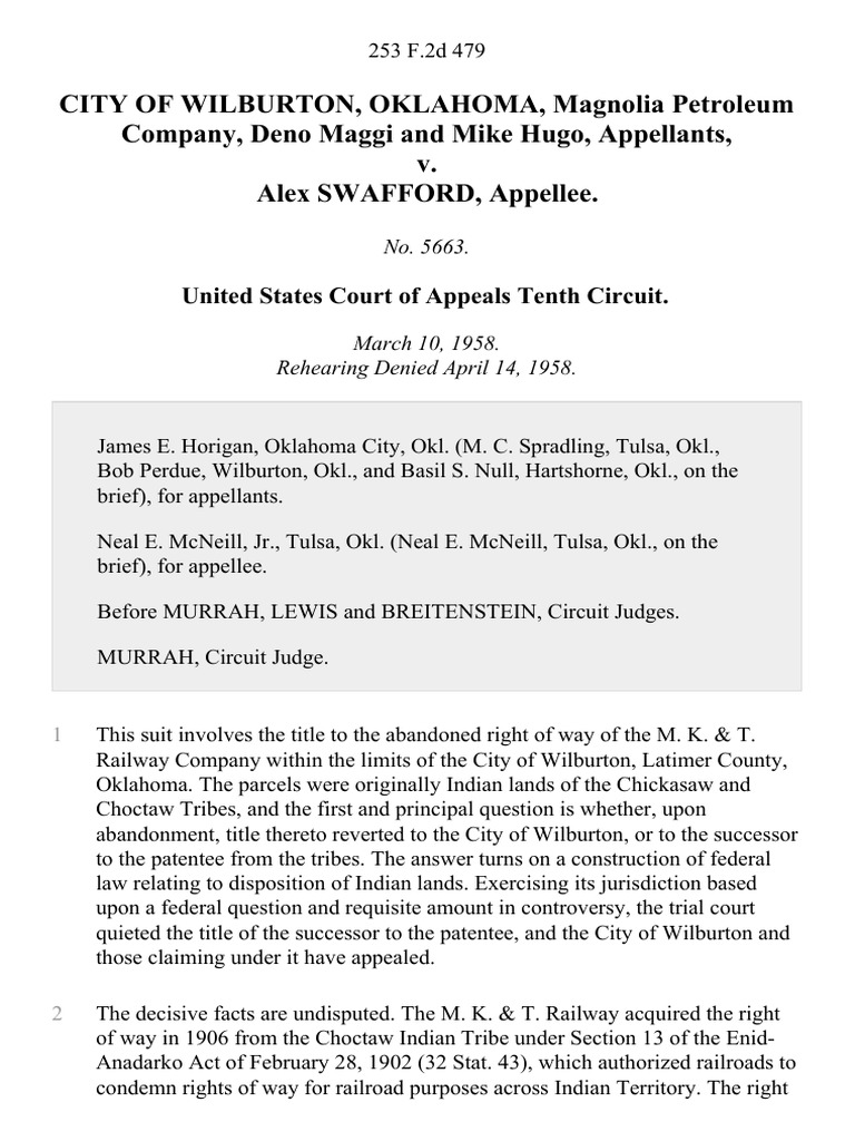 City of Wilburton, Oklahoma, Magnolia Petroleum Company, Deno Maggi and ...