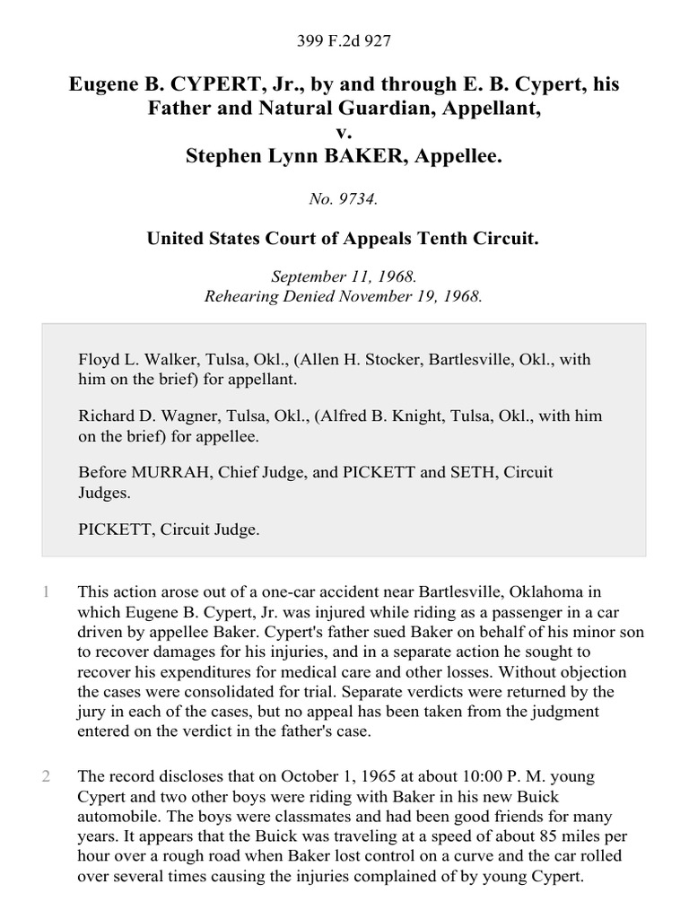 Eugene B. Cypert, JR., by and Through E. B. Cypert, His Father and ...
