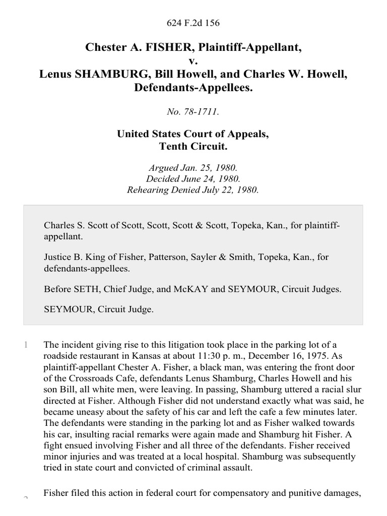 Chester A. Fisher v. Lenus Shamburg, Bill Howell, and Charles W. Howell ...