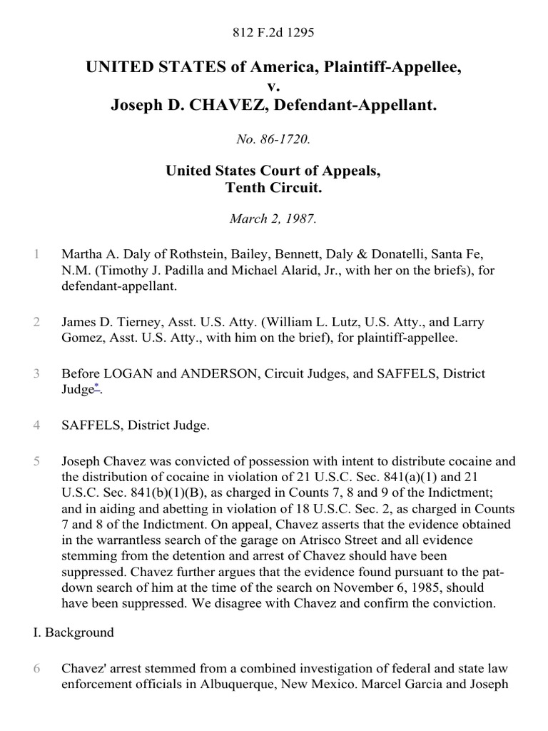 UNITED STATES of America, Plaintiff-Appellee, v. Joseph D. CHAVEZ ...