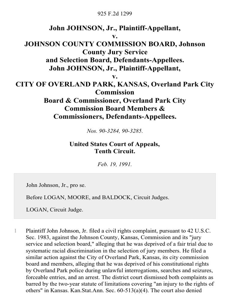 Johnson v. Johnson County: Civil Rights Appeal | PDF | Supreme Court Of ...