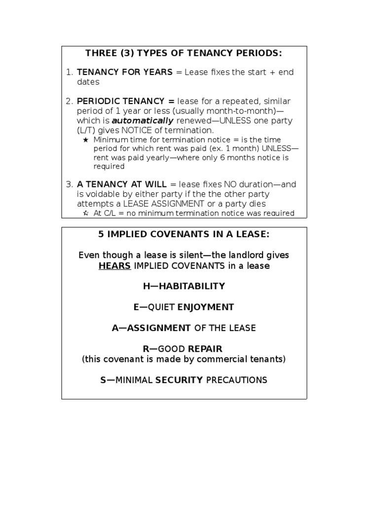 Understanding Tenancy Types | PDF