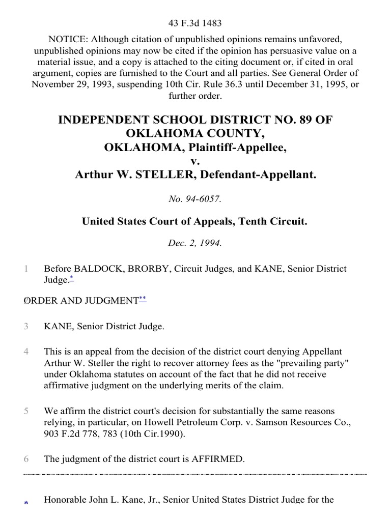 Independent School District No. 89 of Oklahoma County, Oklahoma v ...