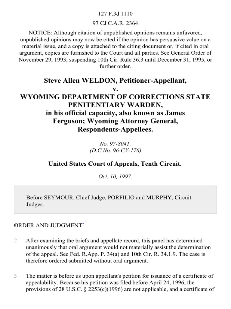 United States Court of Appeals, Tenth Circuit.: No. 97-8041. (D.C.No ...