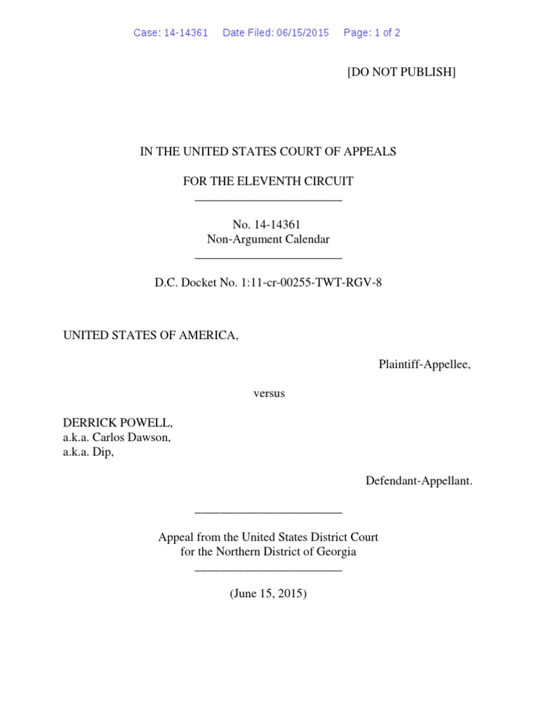 United States v. Derrick Powell, 11th Cir. (2015) | PDF | Law