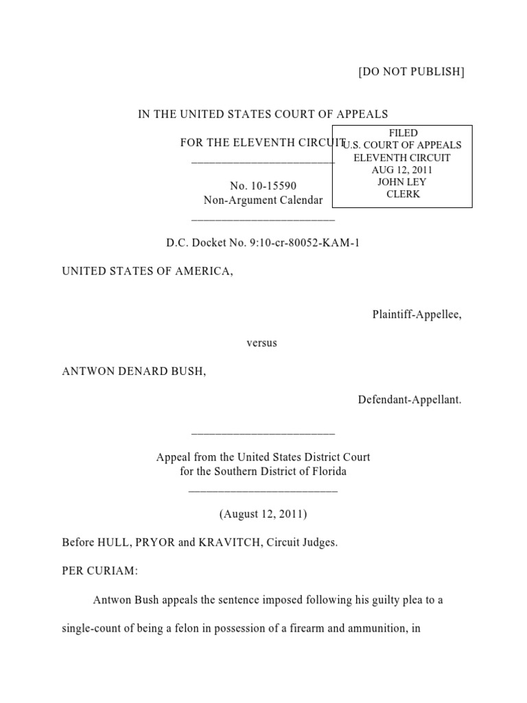 United States v. Bush, 11th Cir. (2011) | PDF | Armed Career Criminal ...